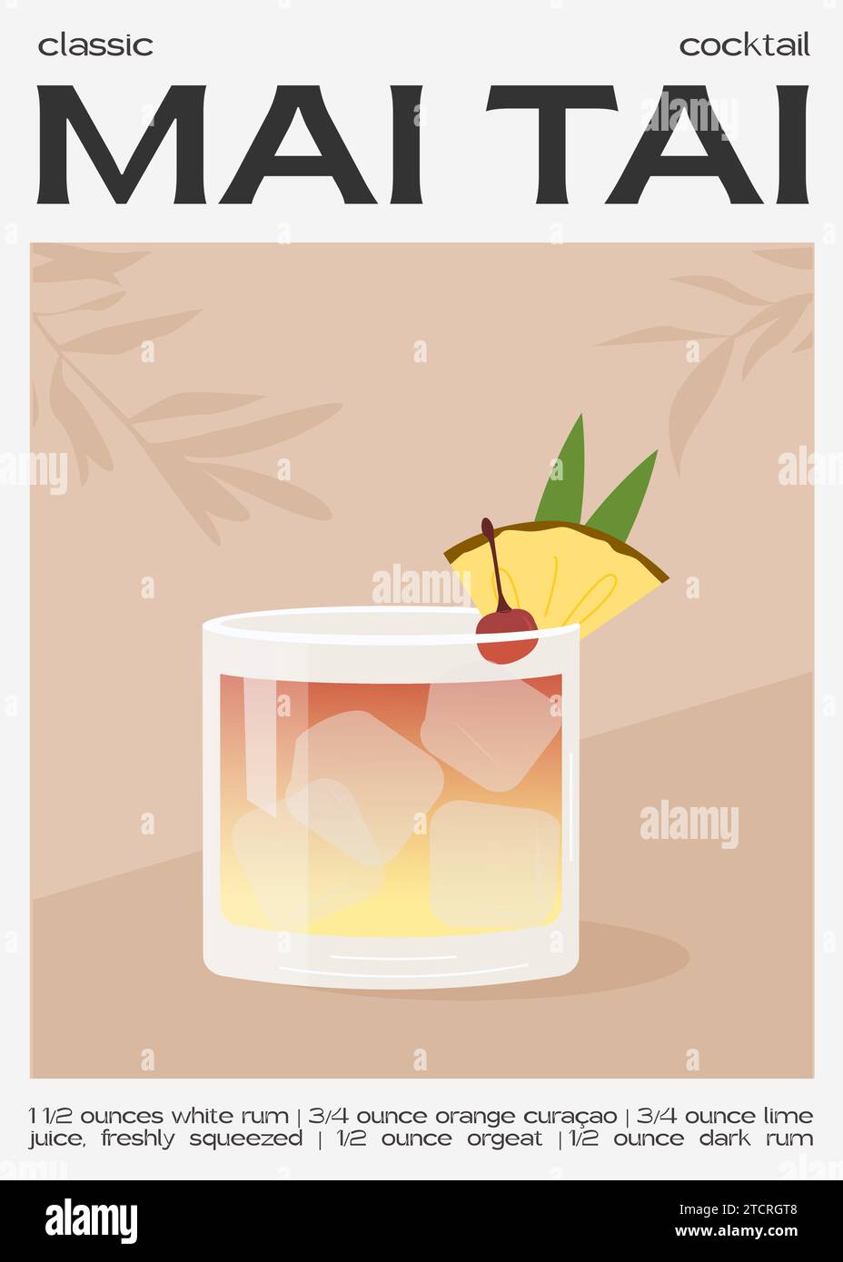 Mai Tai Cocktail garnished with pineapple slice and cherry. Classic ...