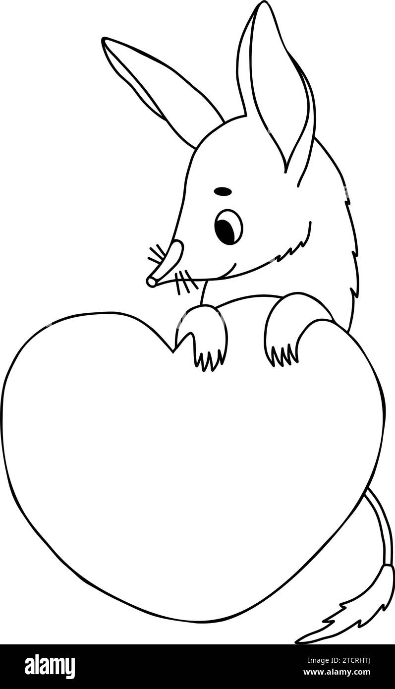 Australian animal bilby with heart. Valentine enamored character ...