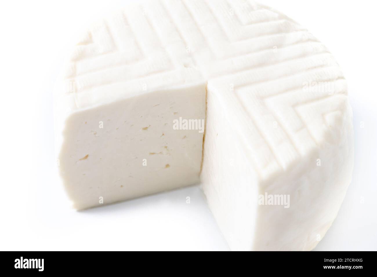 Sliced fresh white cheese from cow's milk isolated on white background ...