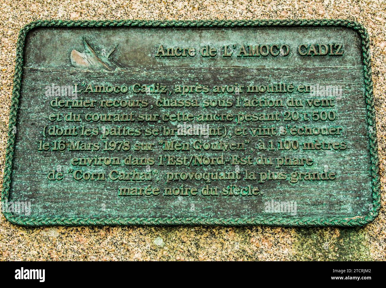 Anchor of Amoco Cadiz oil tanker, an ecological disaster from the year ...