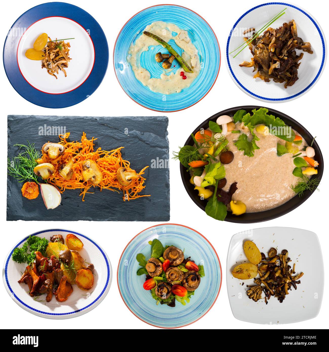 Set of assorted dishes with mushrooms Stock Photo - Alamy