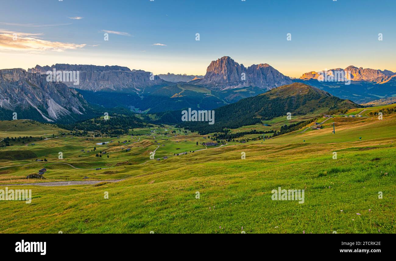 Seceda peak, Dolomites, Italy, A breathtaking panorama unfolds over ...
