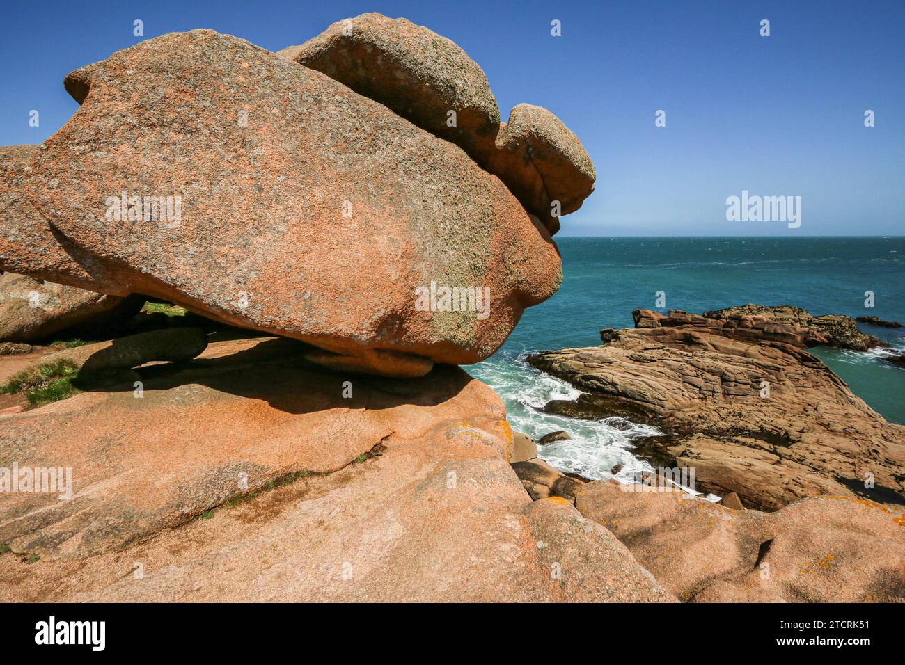 Eroded granite rocks in Ploumanac'h on the pink granite coast, Côtes-d ...