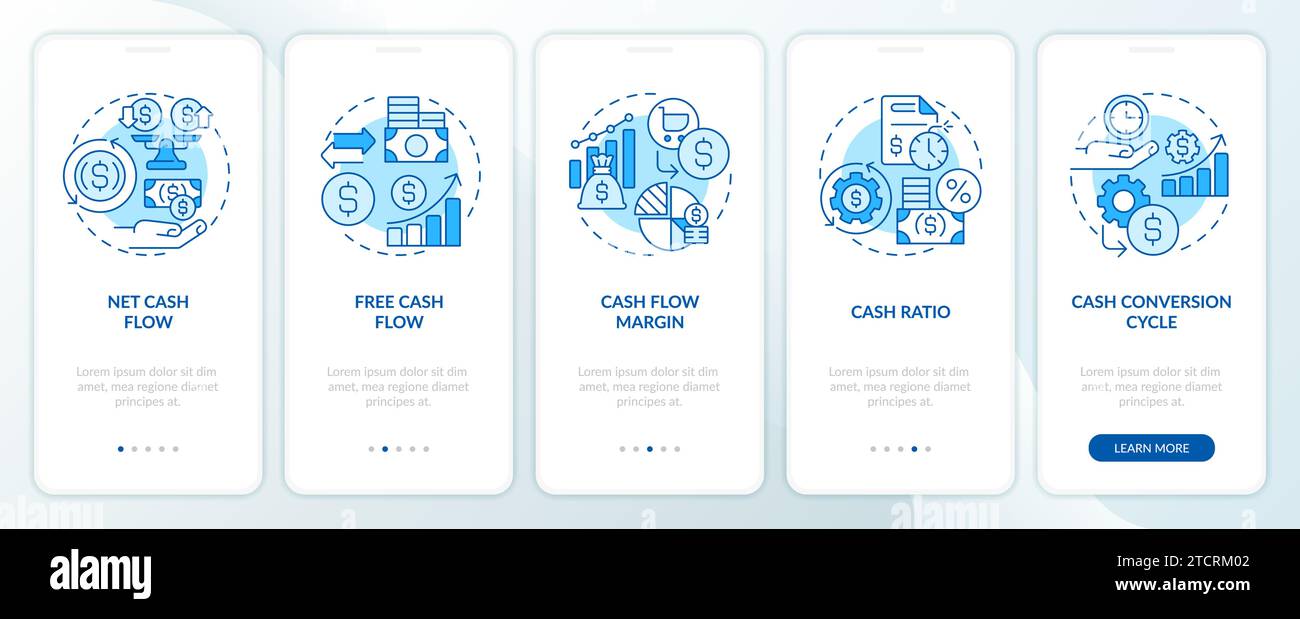 Walkthrough key metrics cash flow with linear icons concept Stock ...