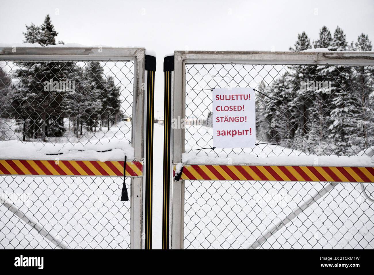 Salla, Finland. 14th Dec, 2023. Closed border check point between ...