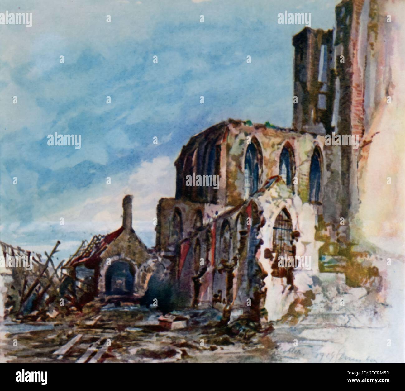 This watercolor, created by Adolf Hitler during his time as a frontline ...