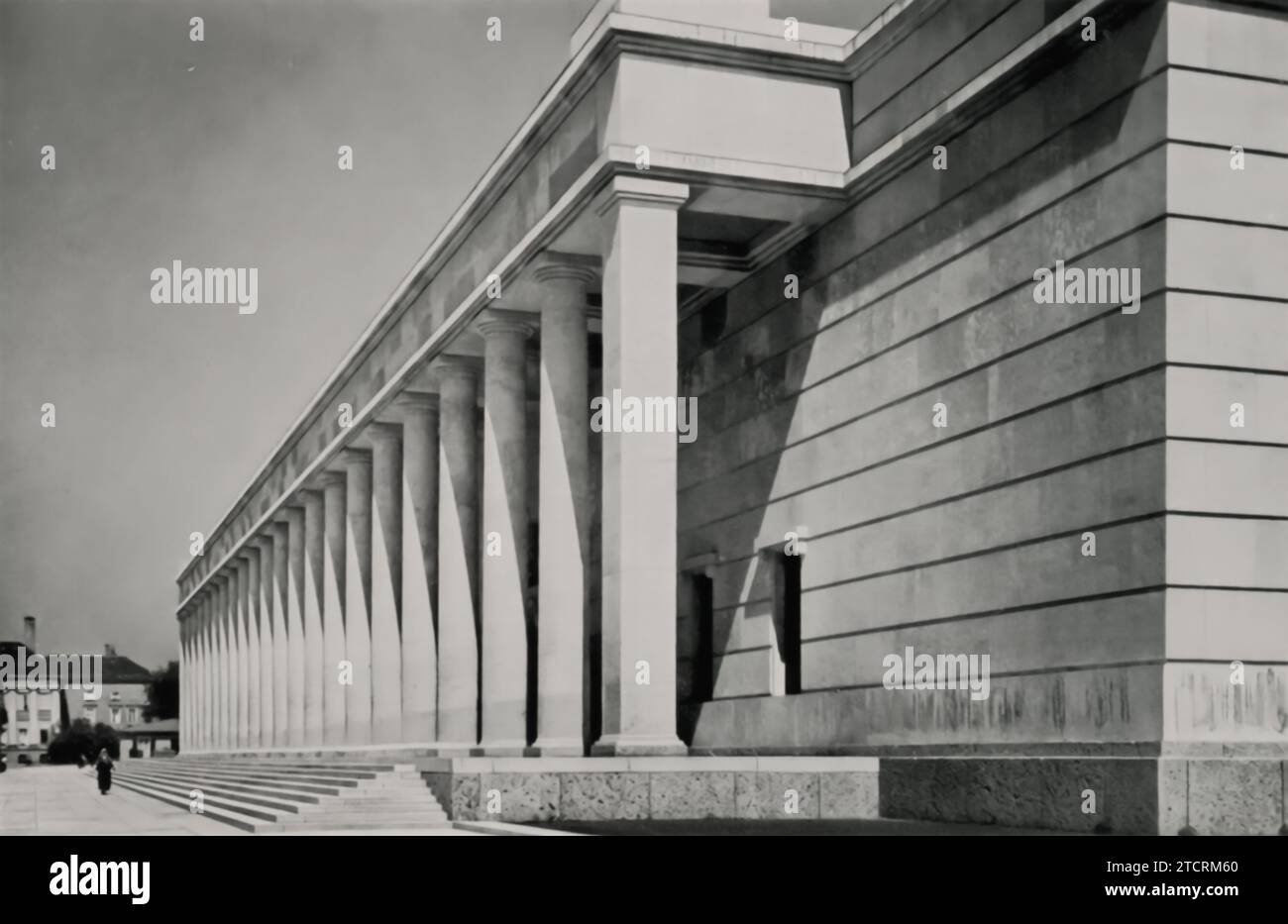 The columned hall of the House of German Art in Munich represents a ...