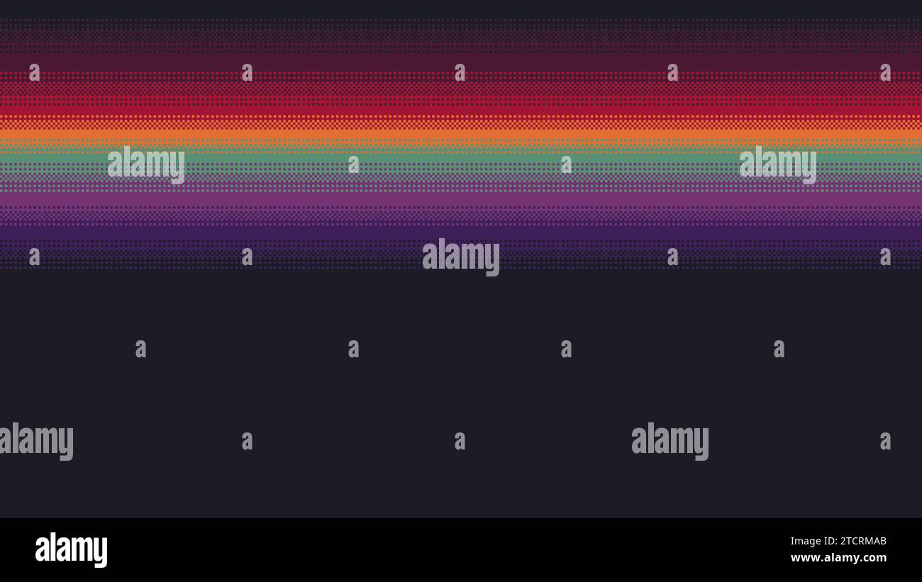 Pixel art vibrant colors gradient on dark. Dithering vector background ...
