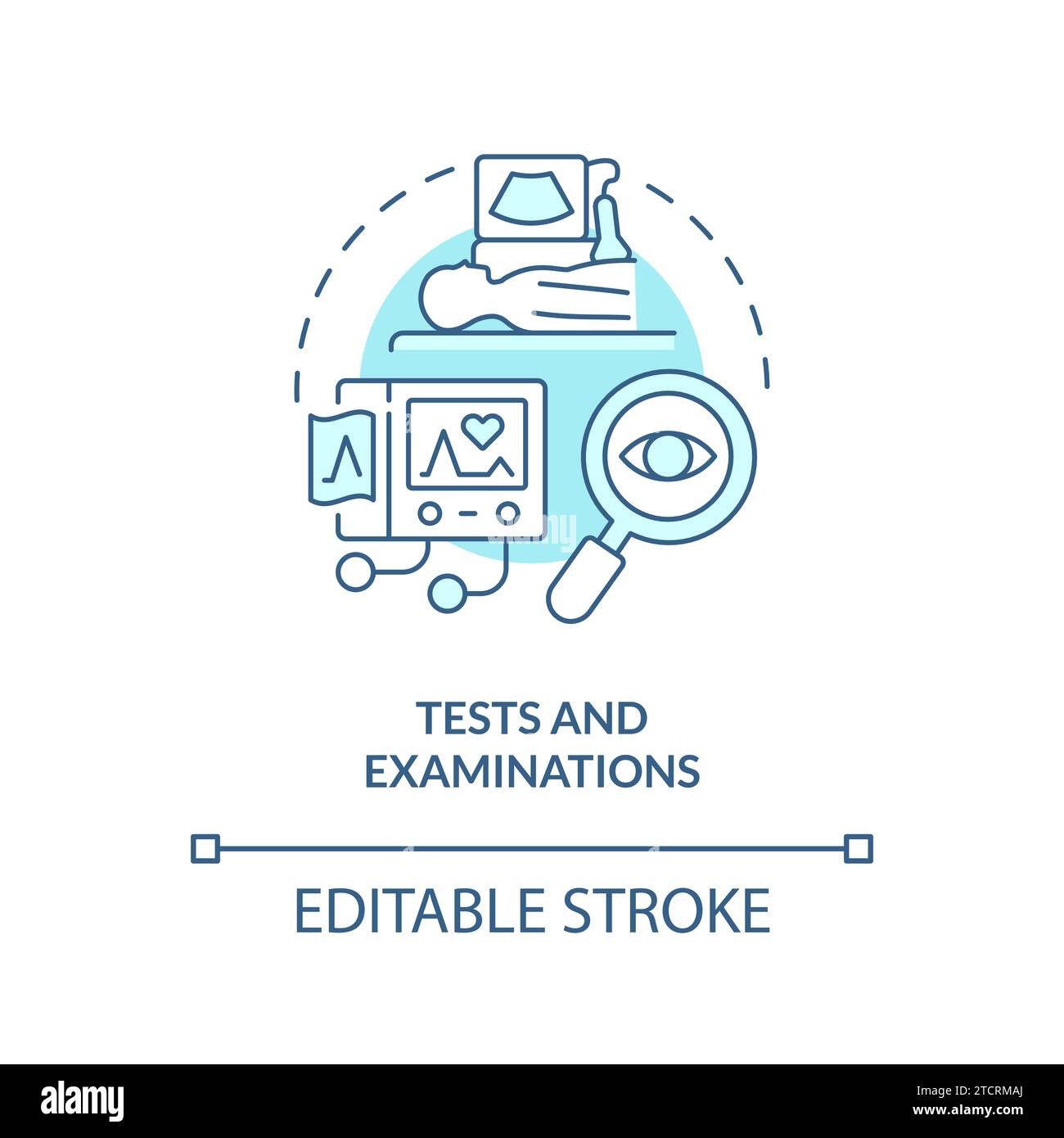 Thin line blue tests and examinations icon concept Stock Vector Image ...