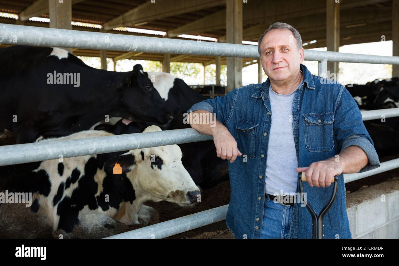 Confident man owner of dairy farm Stock Photo - Alamy