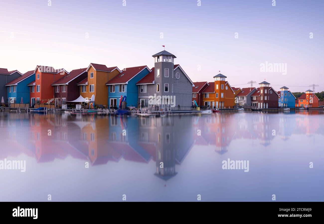 Colorful houses reitdiephaven harbor hi-res stock photography and ...