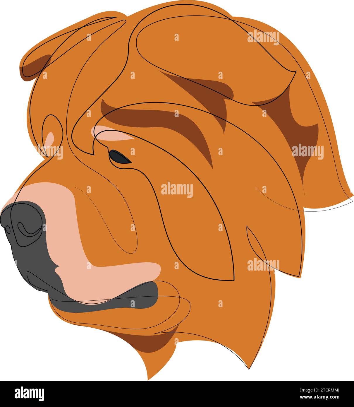 Continuous line Chow Chow. Single line minimal style dog vector ...
