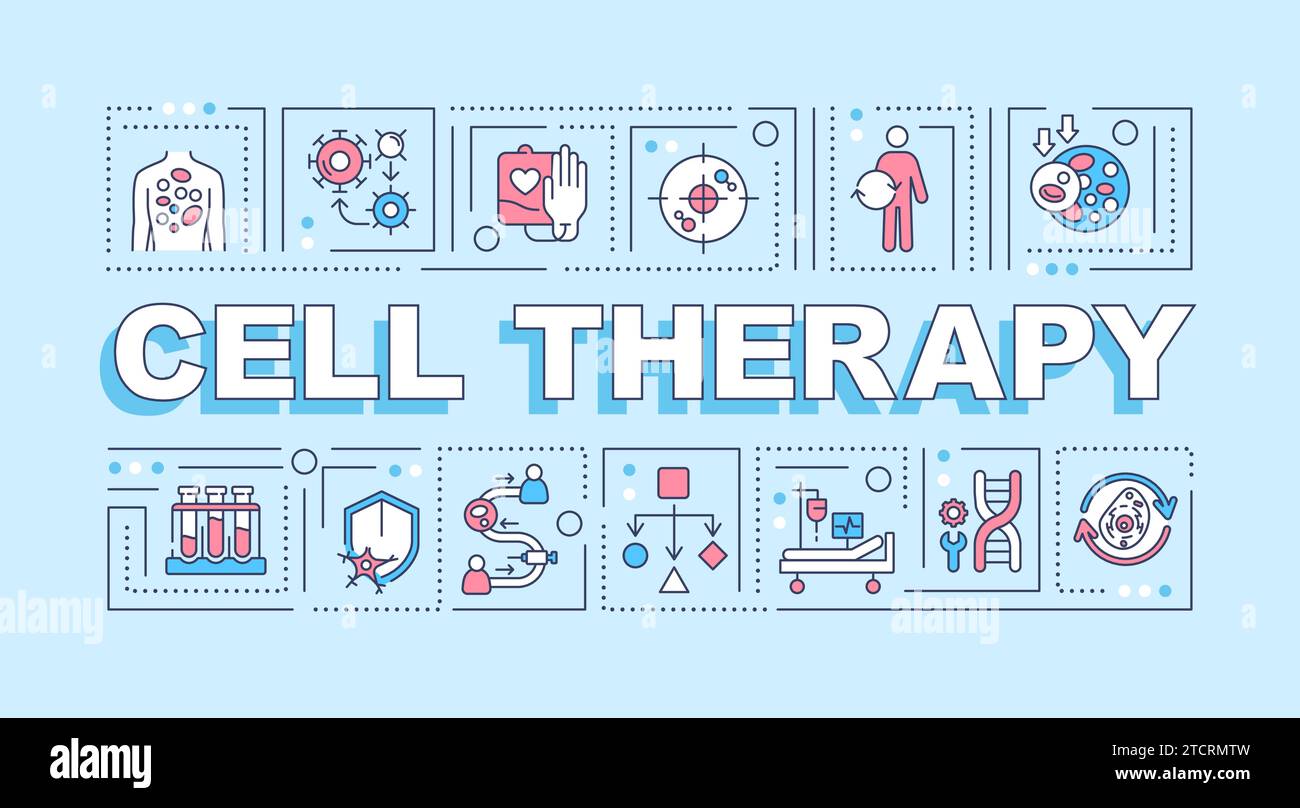 2D cell therapy text with creative thin line icons Stock Vector Image ...