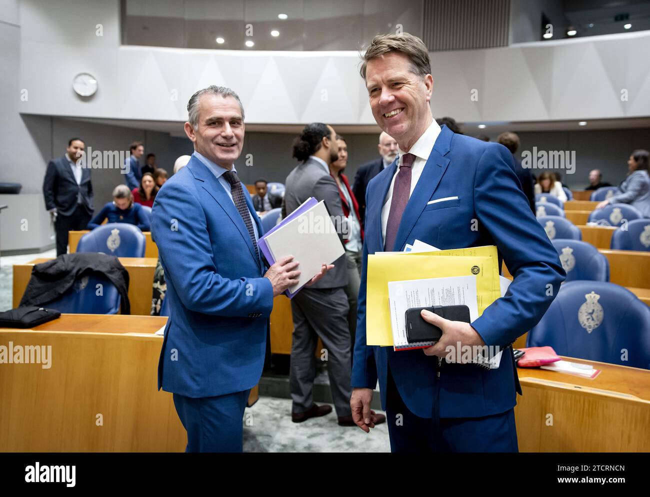 The Hague, Netherlands. 14th December, 2023. Martin Bosma (PVV) and Tom ...