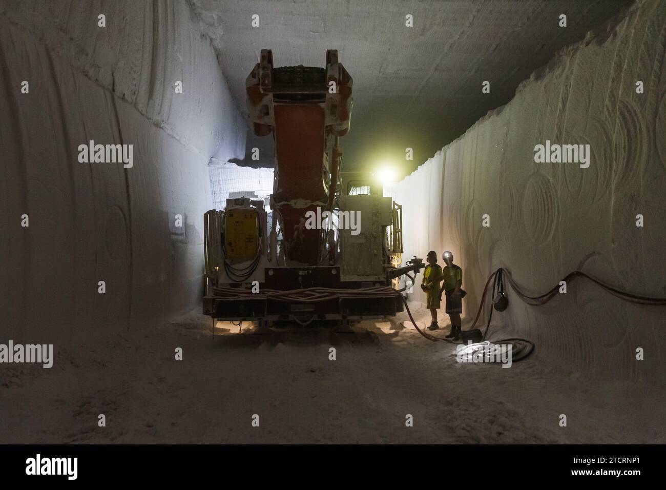 machine extracting salt from the mine and the miner Stock Photo - Alamy