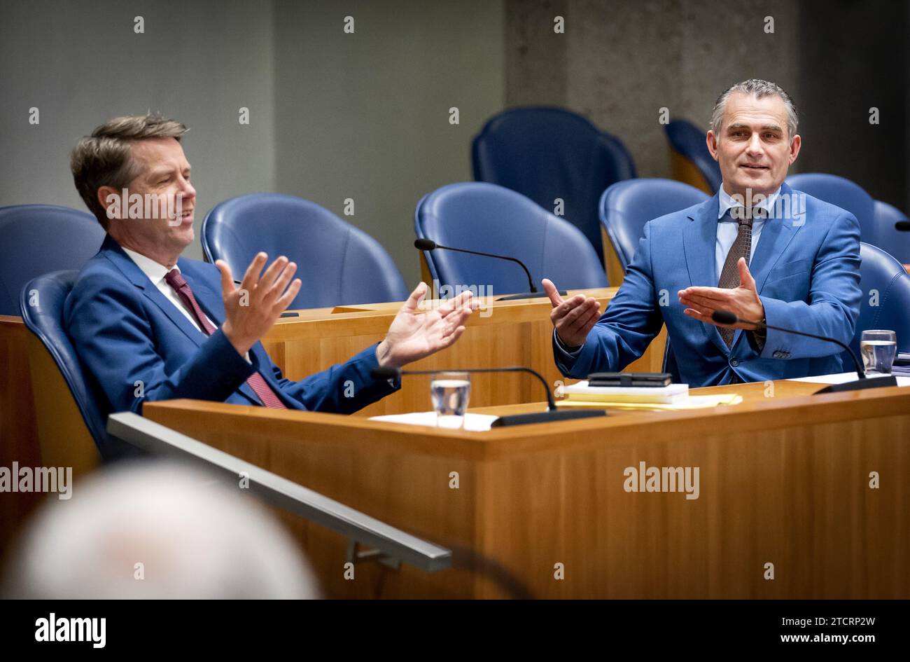 The Hague, Netherlands. 14th December, 2023. Martin Bosma (PVV) and Tom ...