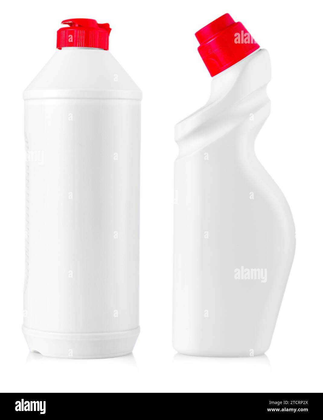 The set of White cleaning equipment bottles isolated on a white ...