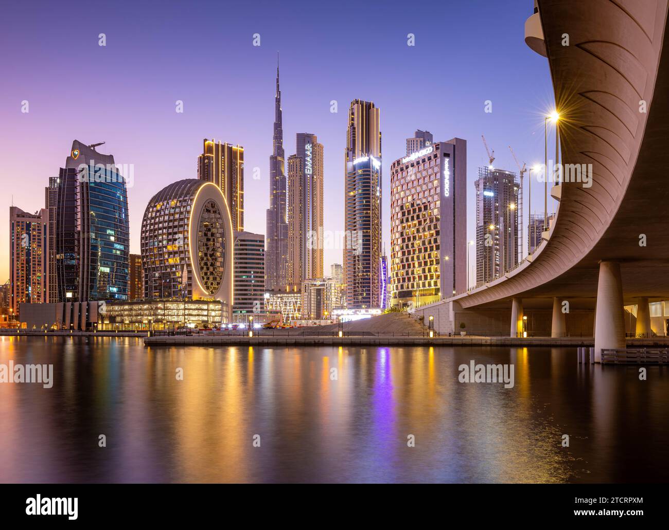 View on skyscrapers in modern center of Dubai at the sunset, Dubai ...