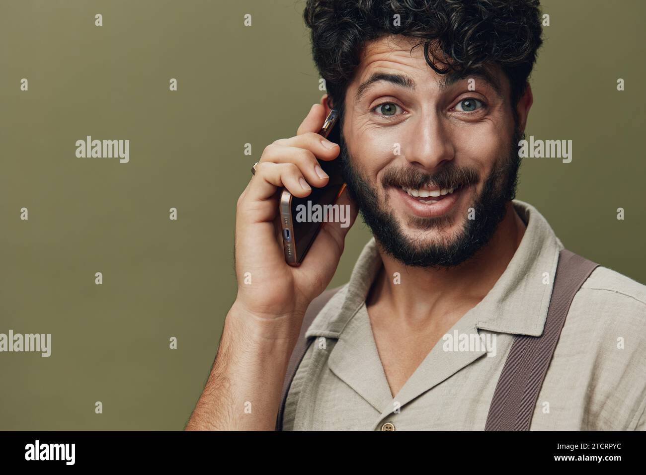 Man phone male portrait adult mobile person young background smile ...