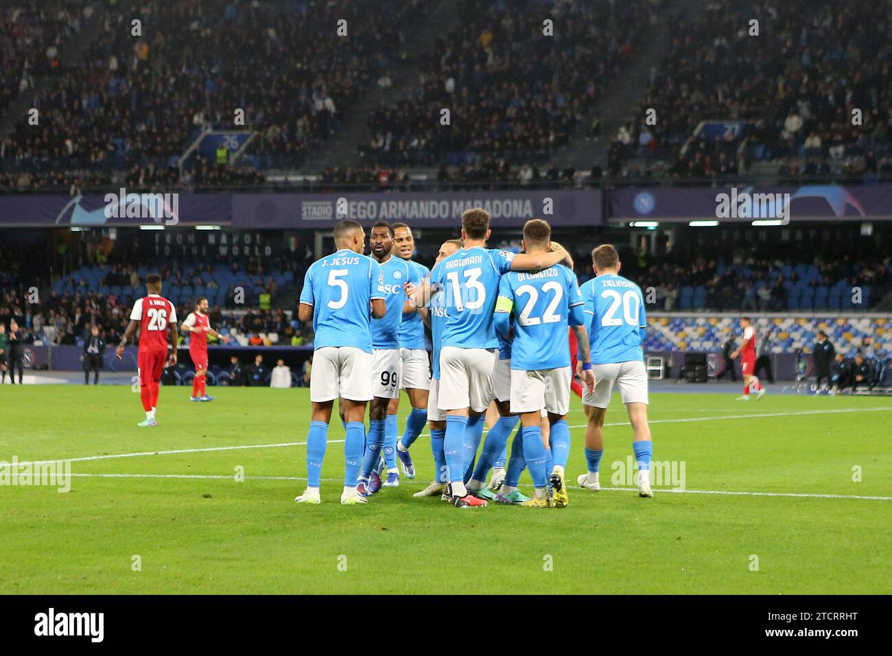 Players of Ssc Napoli celebrate during the Uefa Champions League match ...