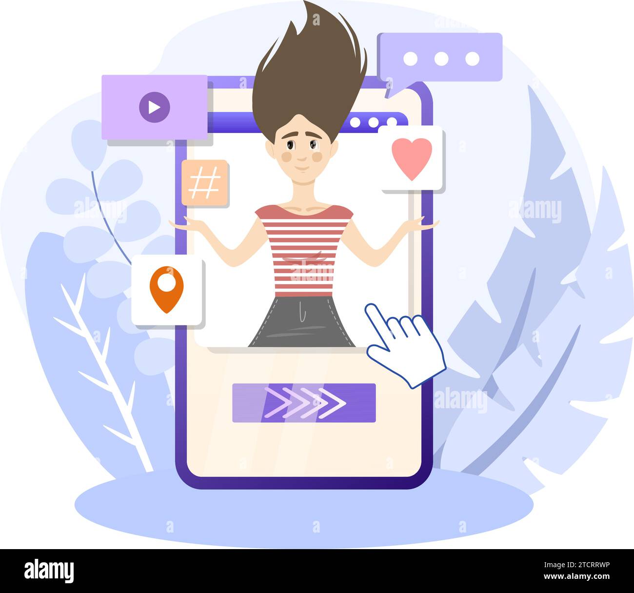 Blogger illustration. Social media blogger. Social media platform ...