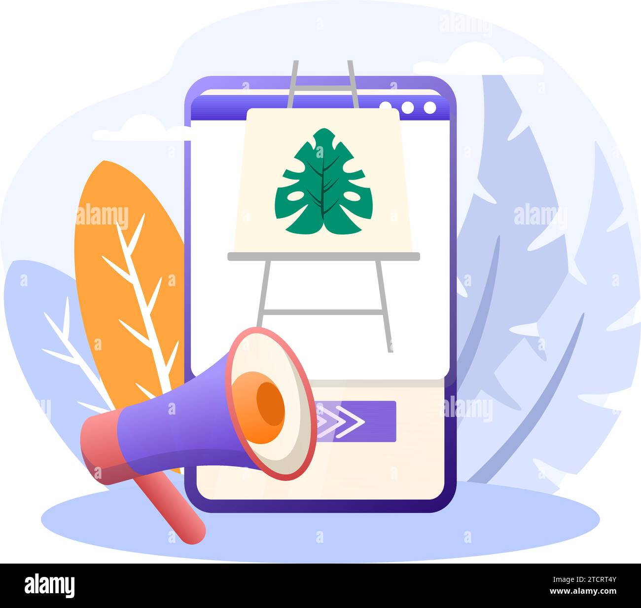 Promotion illustration. Professional speaker with megaphone. Vector ...
