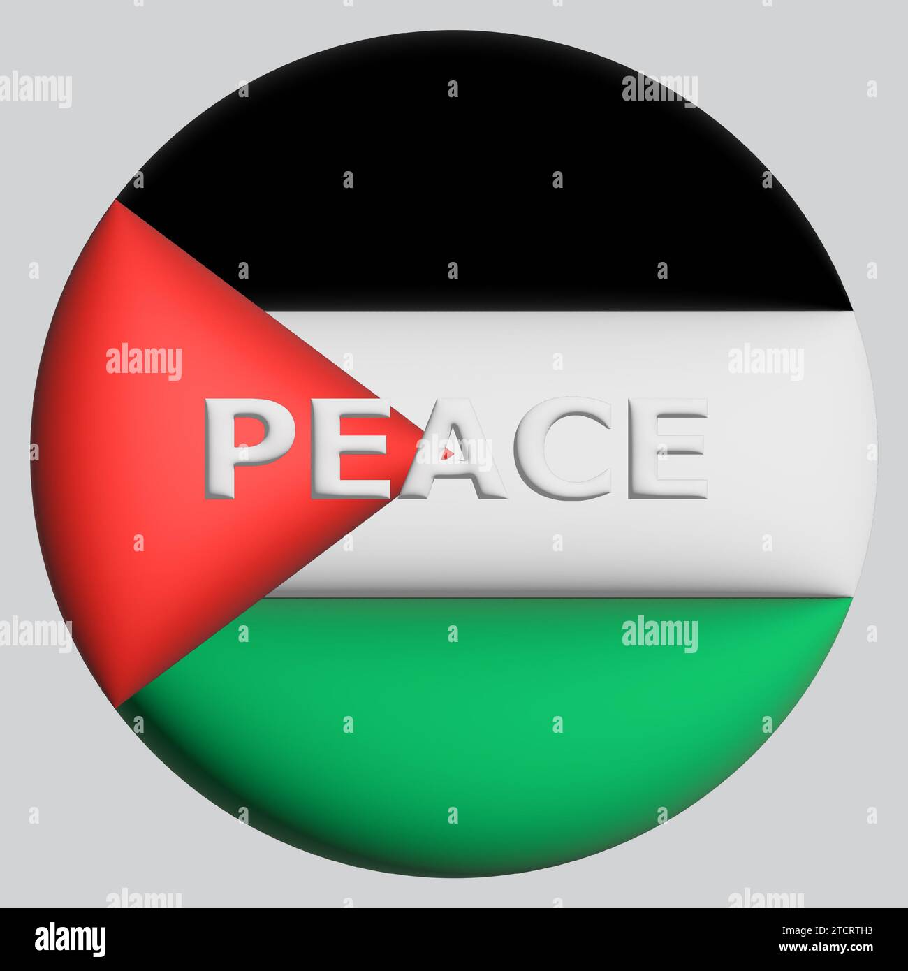 3D Flag of Palestine on an avatar circle, the concept of peace in ...
