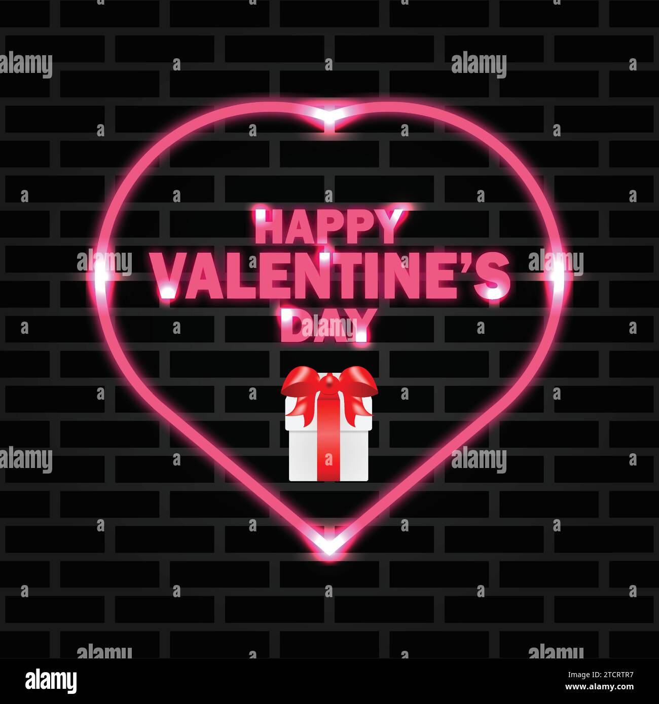 Happy Valentine's day greeting card with heart and gift box. Vector ...