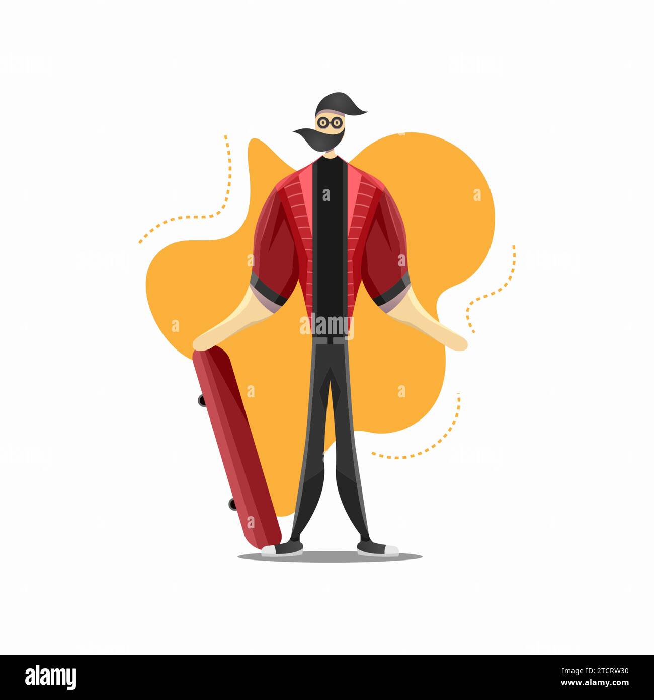 Flat vector illustration of a man with Afro hair in Hipster style. Cool ...