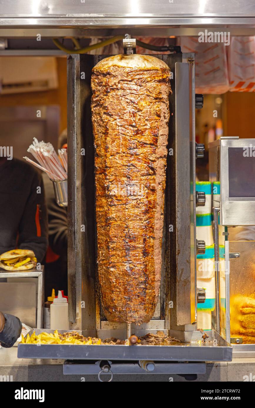 Lamb Meat Kebab Vertical Rotisserie Middle East Cuisine Fast Food Stock ...