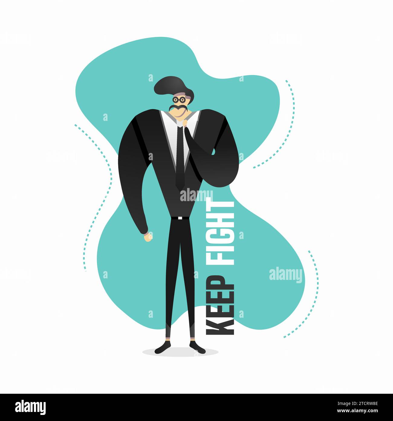 Businessman Character with Motivational Word. Fight Gesture Expression ...