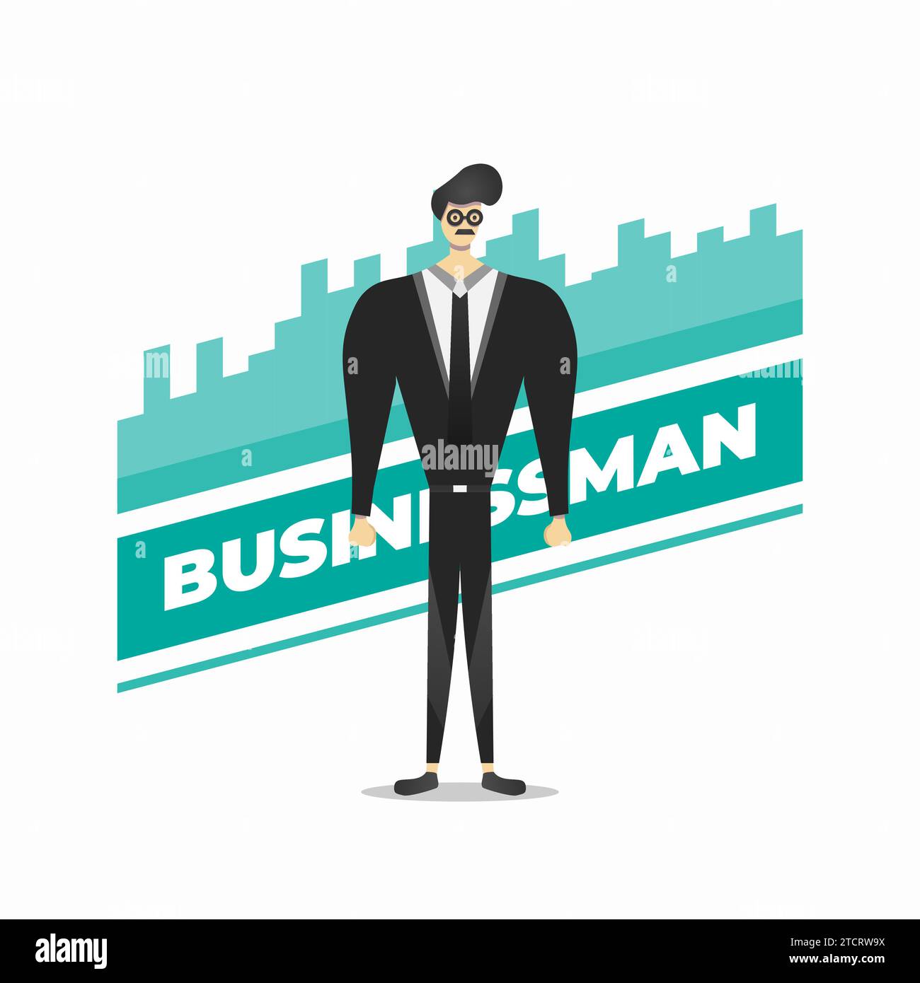Businessman Character Design. Muscular Businessman with Hipster Style ...