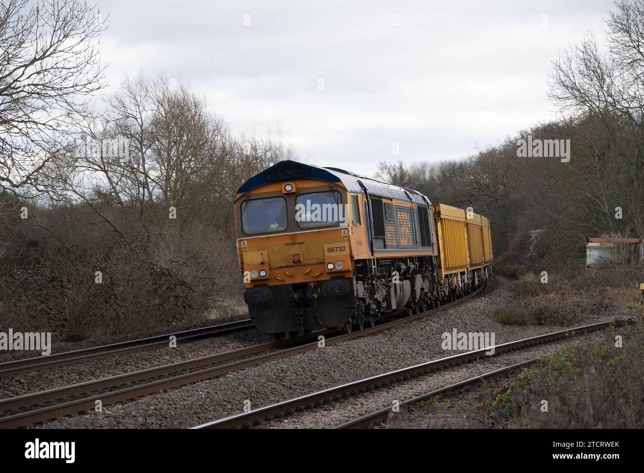 GBRf class 66 diesel locomotive No. 66732 pulling a freight train ...