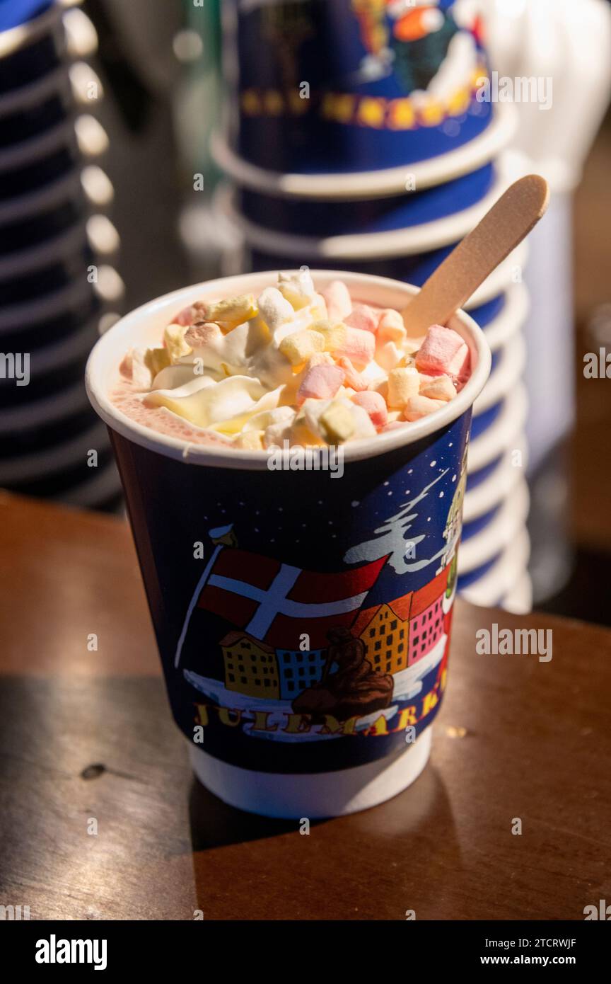 A small cup of Glogg, a Danish traditional Christmas drink served with ...