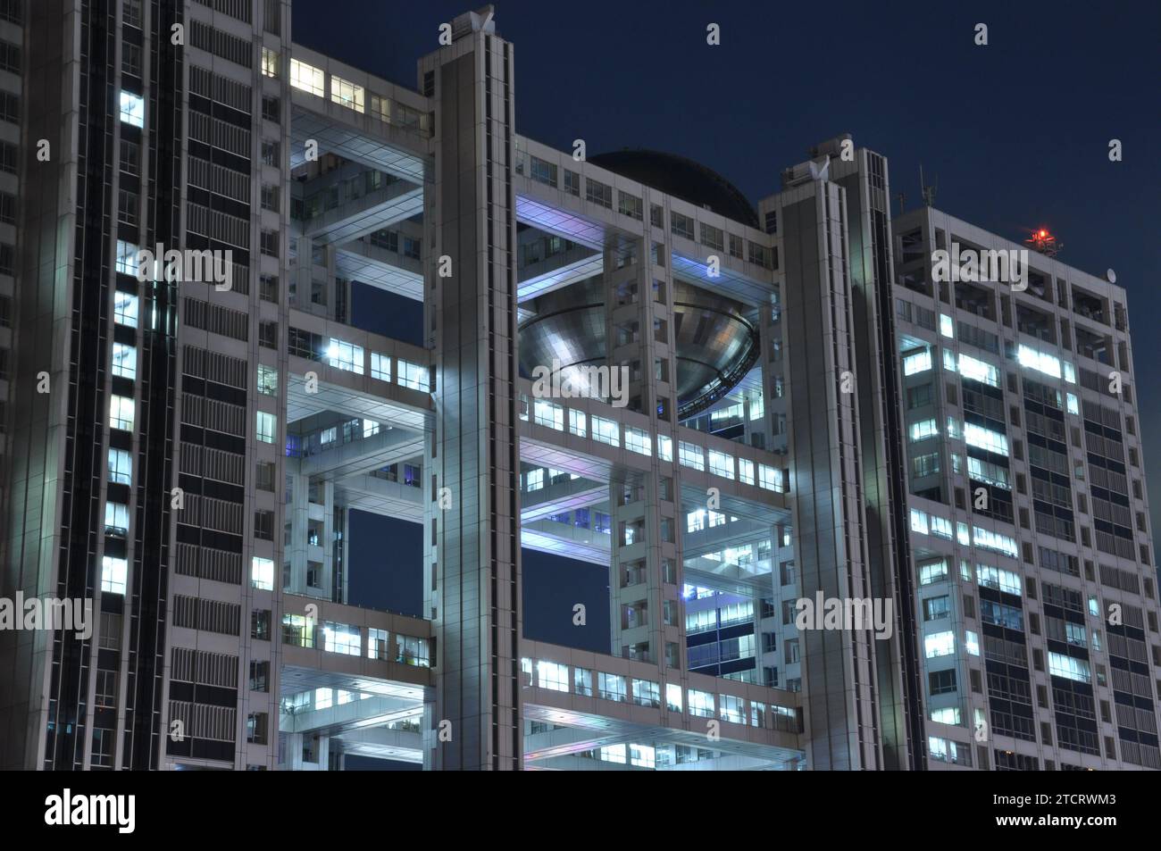Night view of Fuji tv building in Odaiba Stock Photo - Alamy