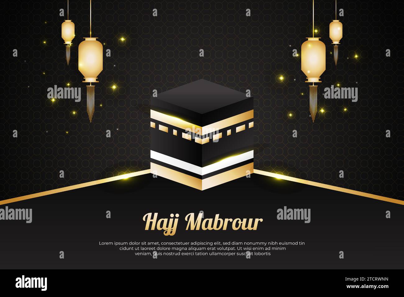 Hajj Mabrour Background with Kaaba and Golden Lanterns. Islamic ...