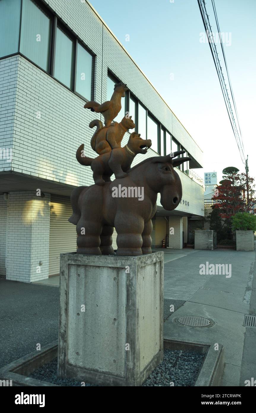 Donkey, dog, cat and rooster statue from Town Musicians of Bremen tale ...