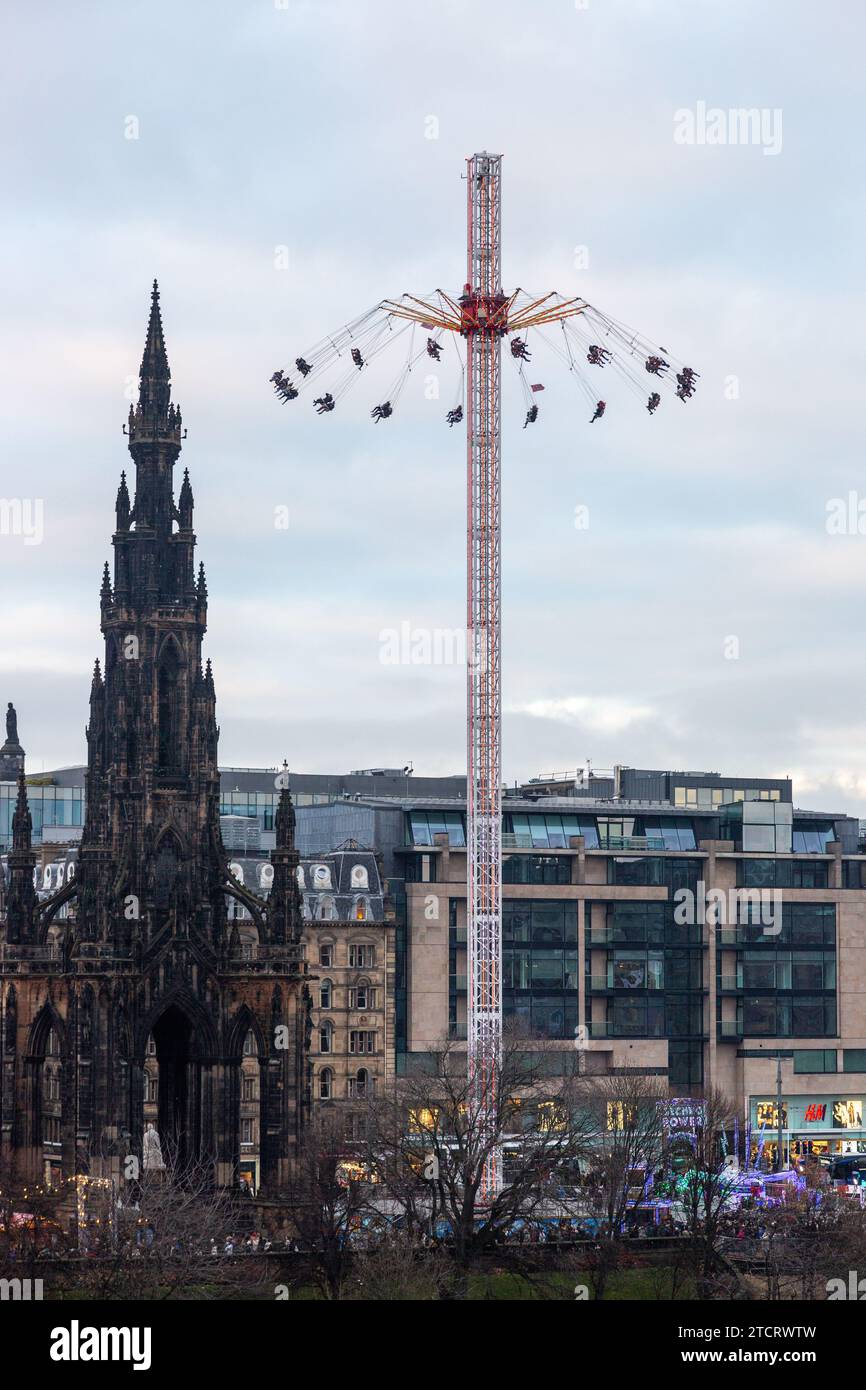 The Star Flyer a 262ft amusement ride next to the Scott Monument ...