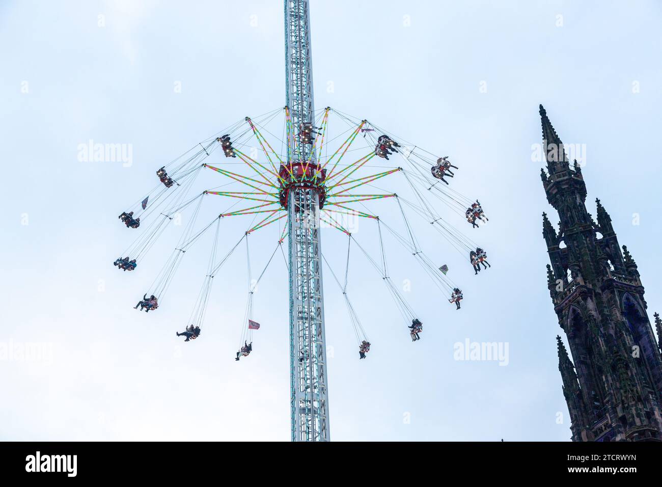 The Star Flyer a 262ft amusement ride next to the Scott Monument ...