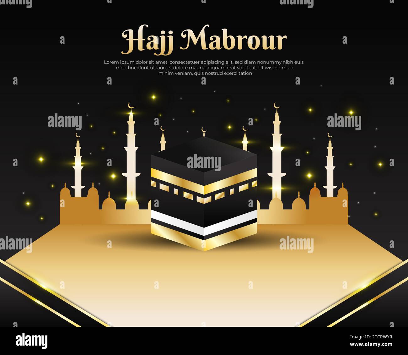 Hajj Mabrour Background with Kaaba and Golden Mosque. Islamic ...