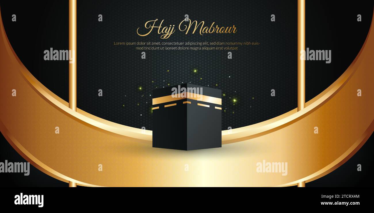 Hajj Mabrour Concept with Kaaba and Golden Text. Hajj Umrah Background ...