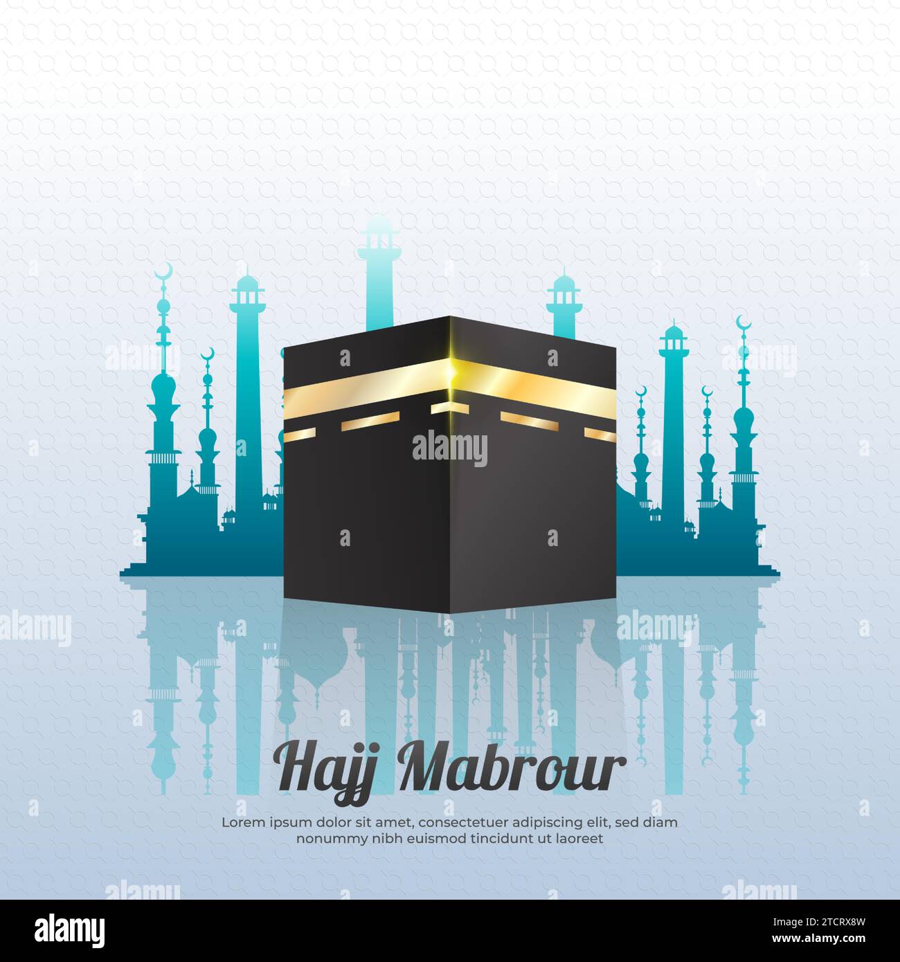 Islamic Pilgrimage Background with Kaaba and Blue Sky. Hajj Mabrour ...