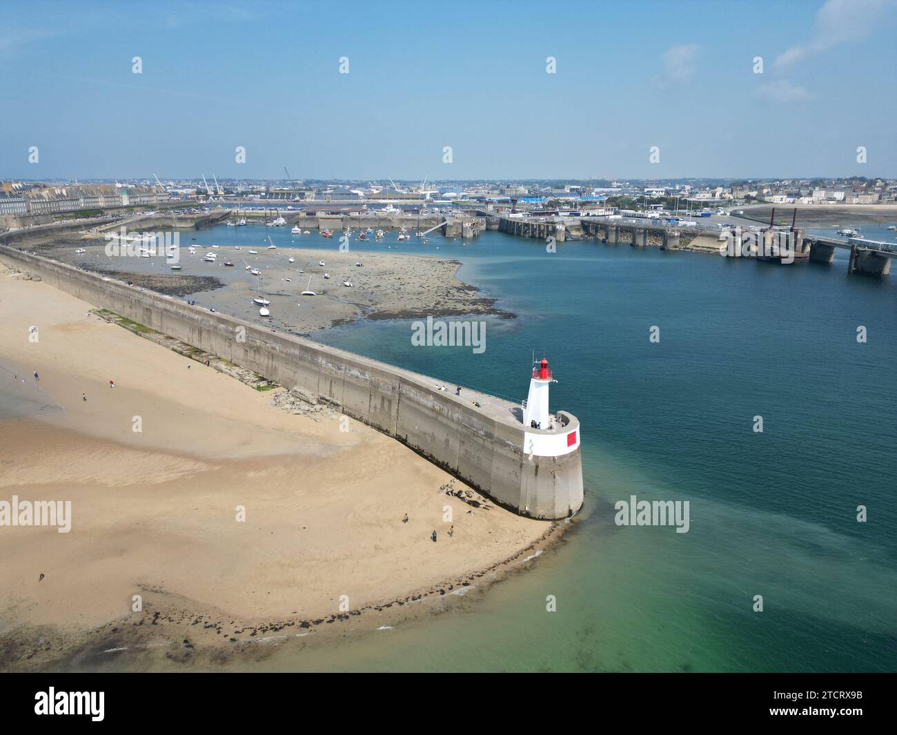 St Marlo France harbour Lighthouse drone,aerial Stock Photo - Alamy