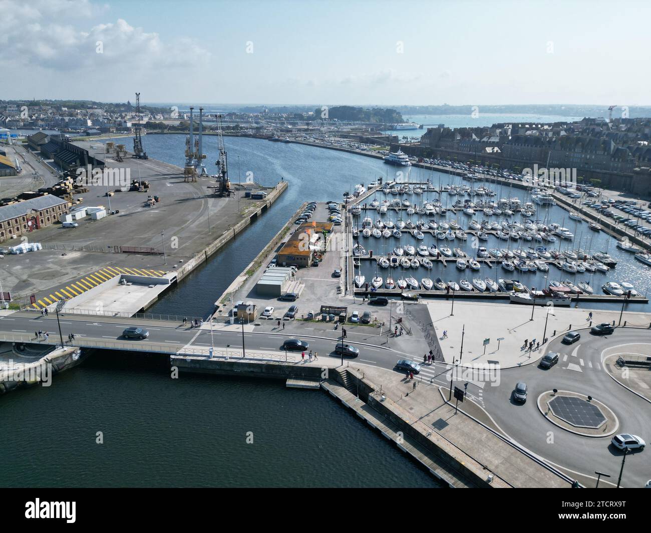 Saint Marlo port and marina France drone , aerial , view from air Stock ...