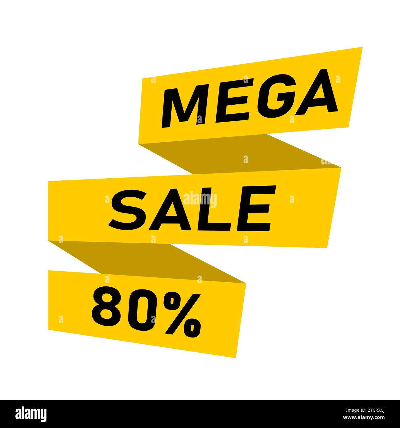 Sale - yellow folded paper ribbon banner with black label. E-shop or ...