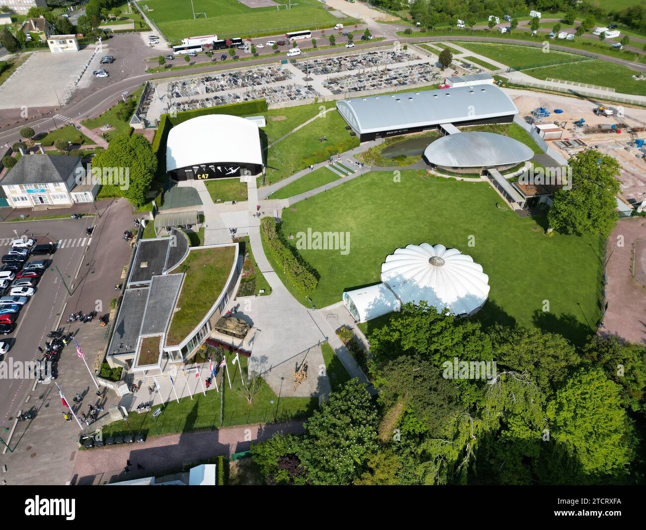 Sainte Mere Eglise Normandy Airborne Museum drone,aerial Stock Photo ...