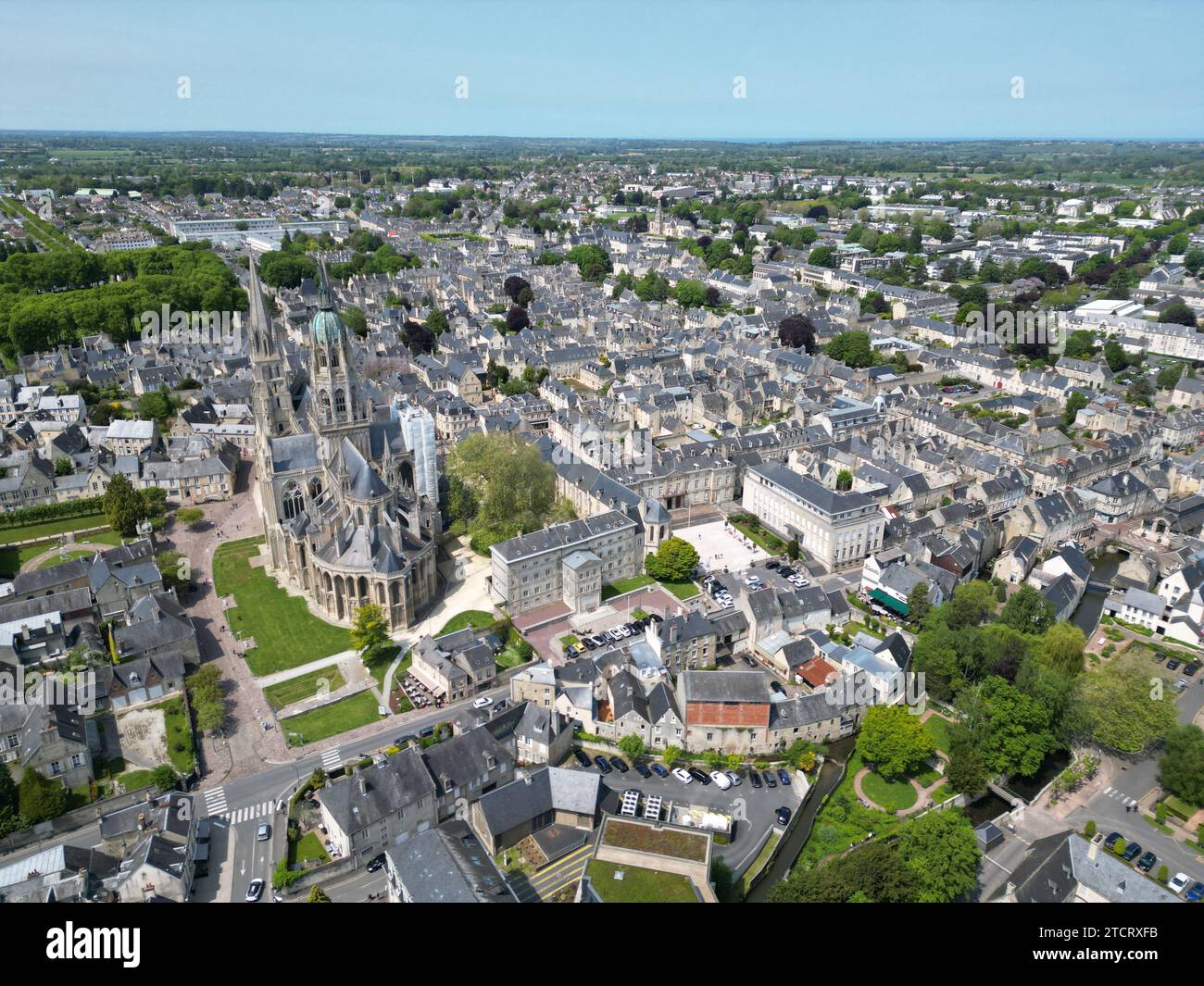 Bayeux Cathedral, France drone,aerial Stock Photo - Alamy