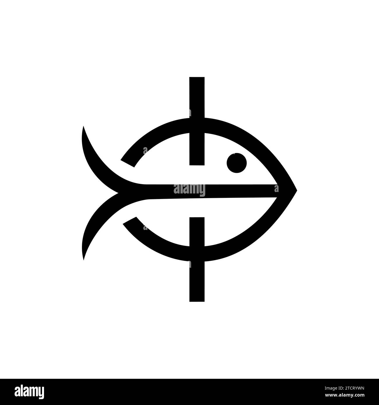 Christian logo icon Fish with cross. Vector illustration Stock Vector ...