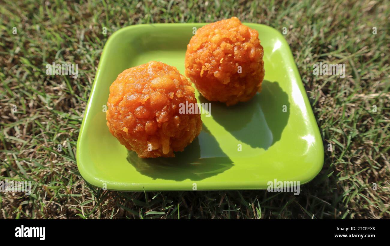 Indian sweet boondi laddu or Motichoor laddoo made of gram flour, Sweet ...
