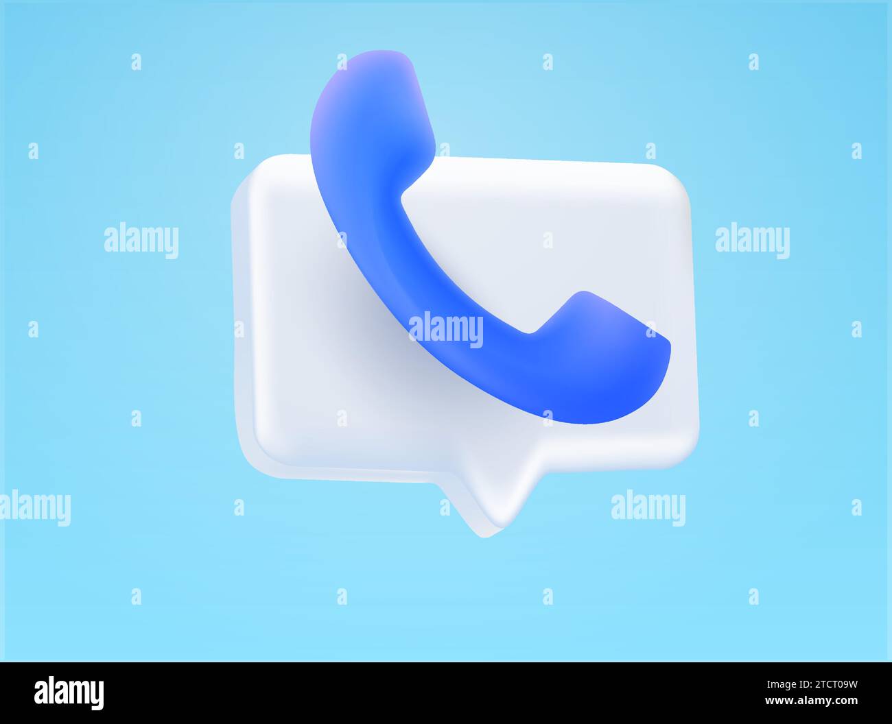 3d rendered call, phone icon on chatbox, isolated on background. 3d ...